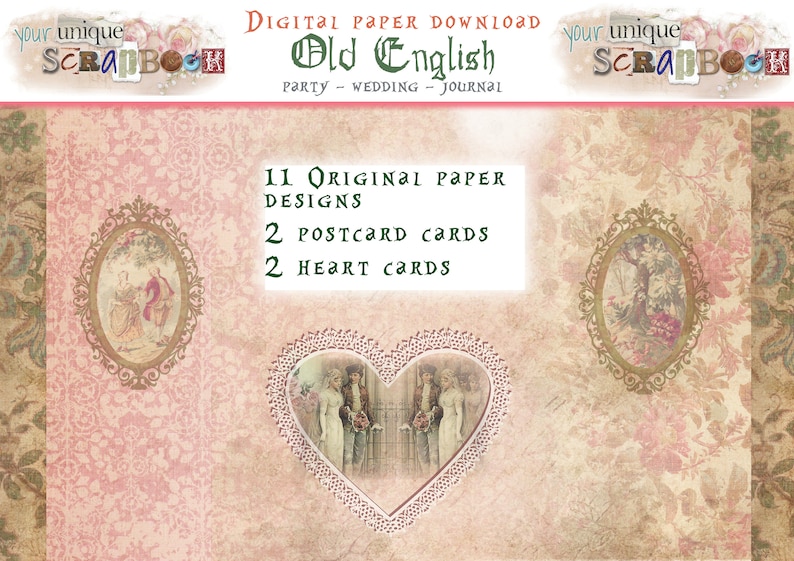 Old English Themed Scrapbooking Journal Paper - Vintage Themed ...