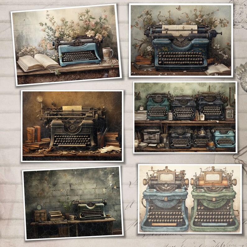 The Typewriters Story - 14 Themed Papers - Scrapbooking - Digital ...