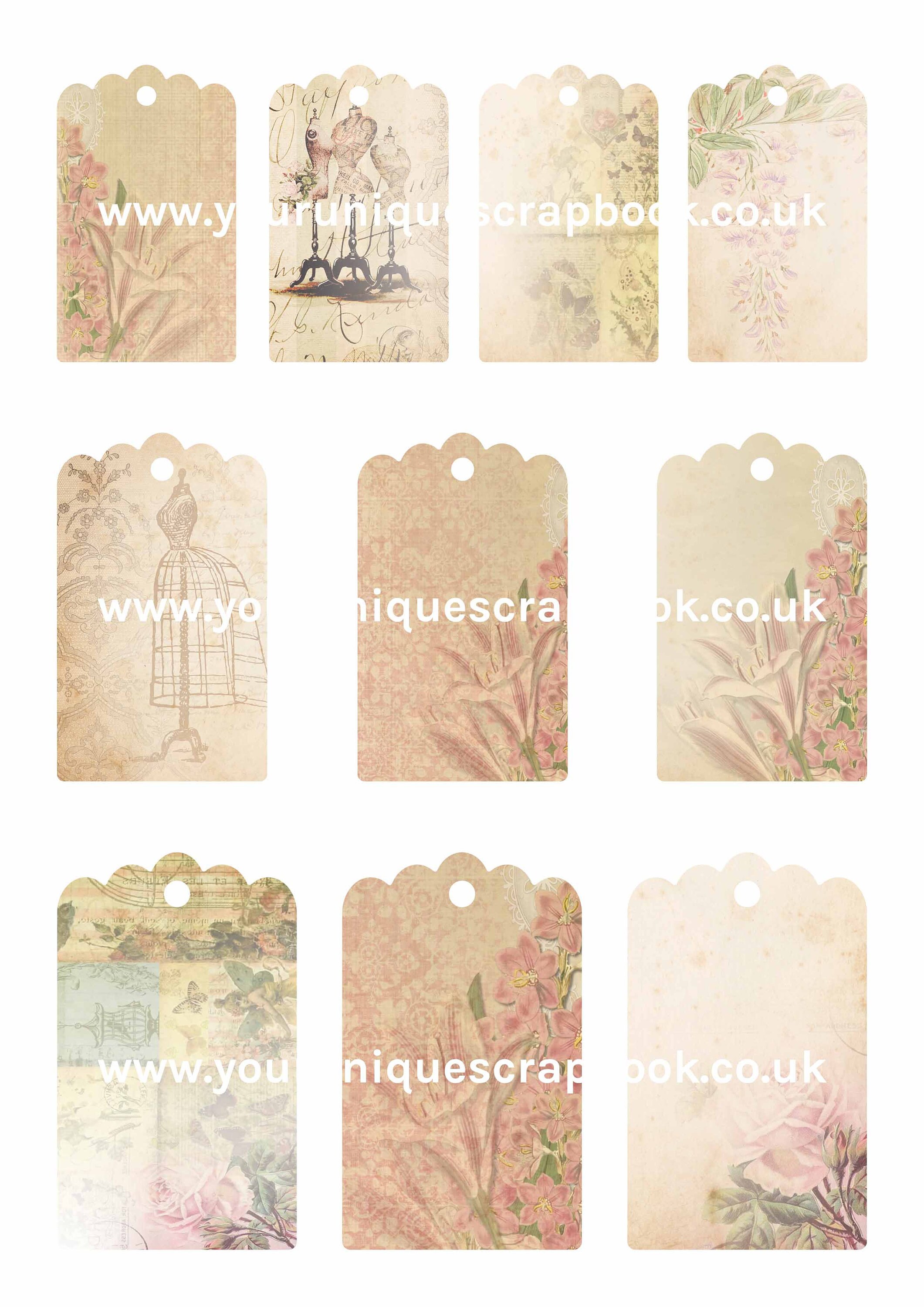 Victorian Vintage Themed Gift Tags and Envelopes - 48 Tags and 6 ...