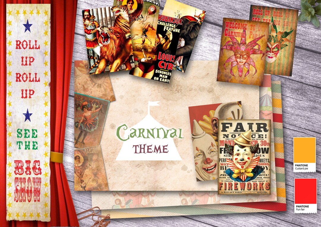 Carnival Circus Theme - Scrapbooking Journal Paper - Vintage Themed ...