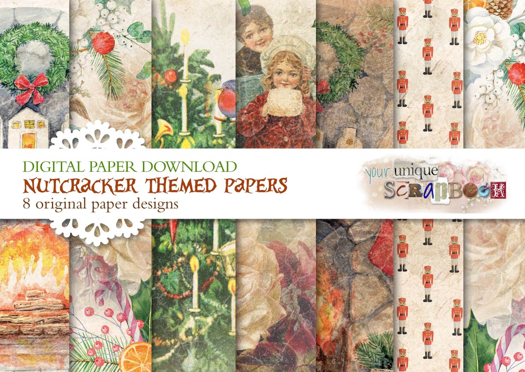 Nutcracker Christmas - 8 Themed Digital Papers - Scrapbooking Journal ...