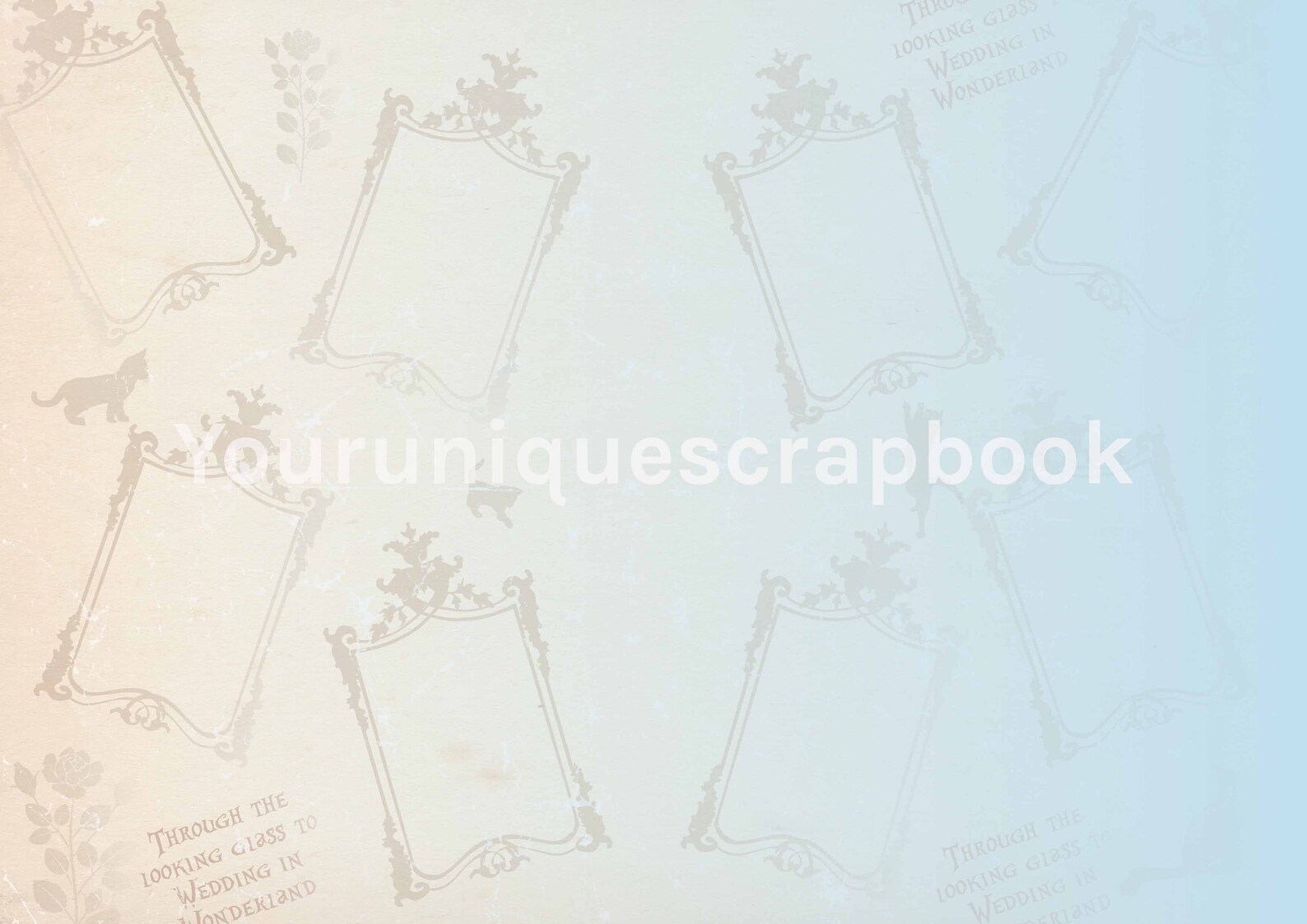 Alice in Wonderland - Blue Scrapbooking Journal Paper - Vintage Themed ...