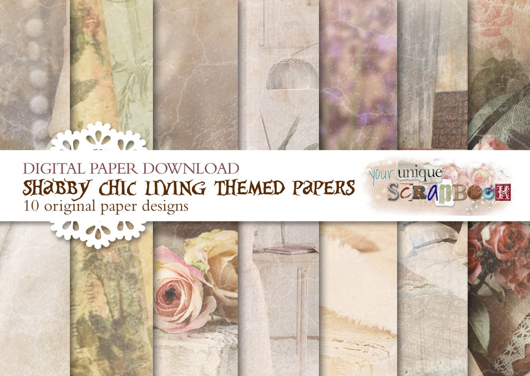 Shabby Chic Living - 10 Digital Download Papers - Scrapbooking Journal ...
