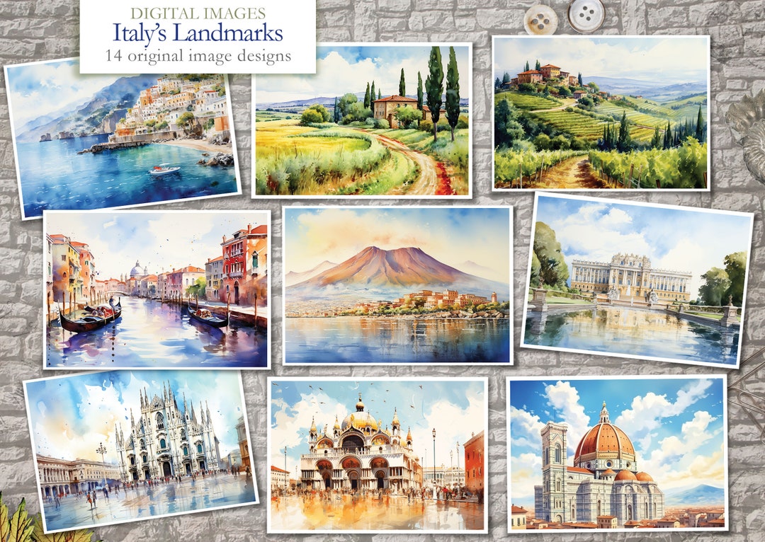 Italy's Landmarks Paper- 14 Digital Papers - Clip Art - Scrapbooking ...