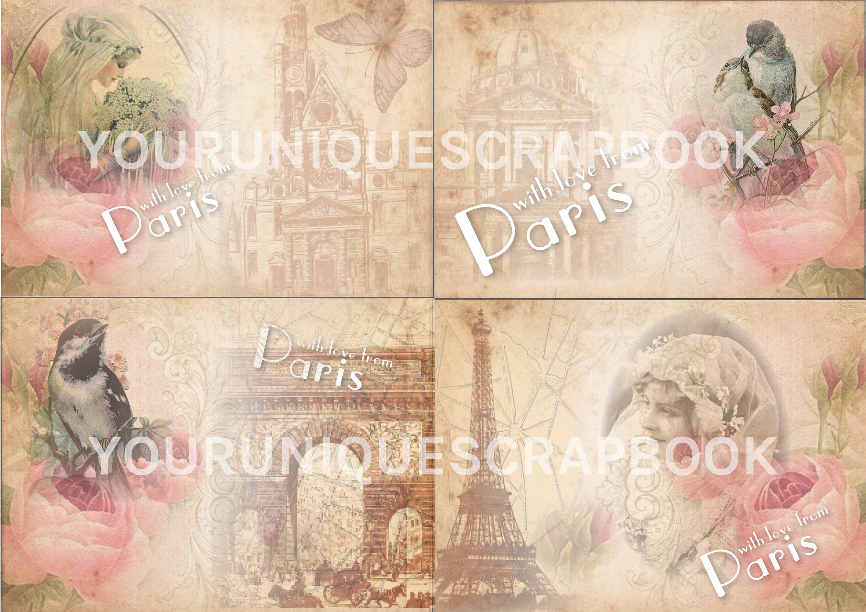 PARIS Theme - Scrapbooking Journal Paper - Vintage Themed - Digital ...
