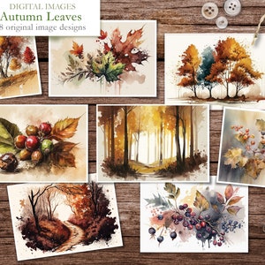 8 Autumn Leaves Themed Images - Digital Download Images- Scrapbooking ...
