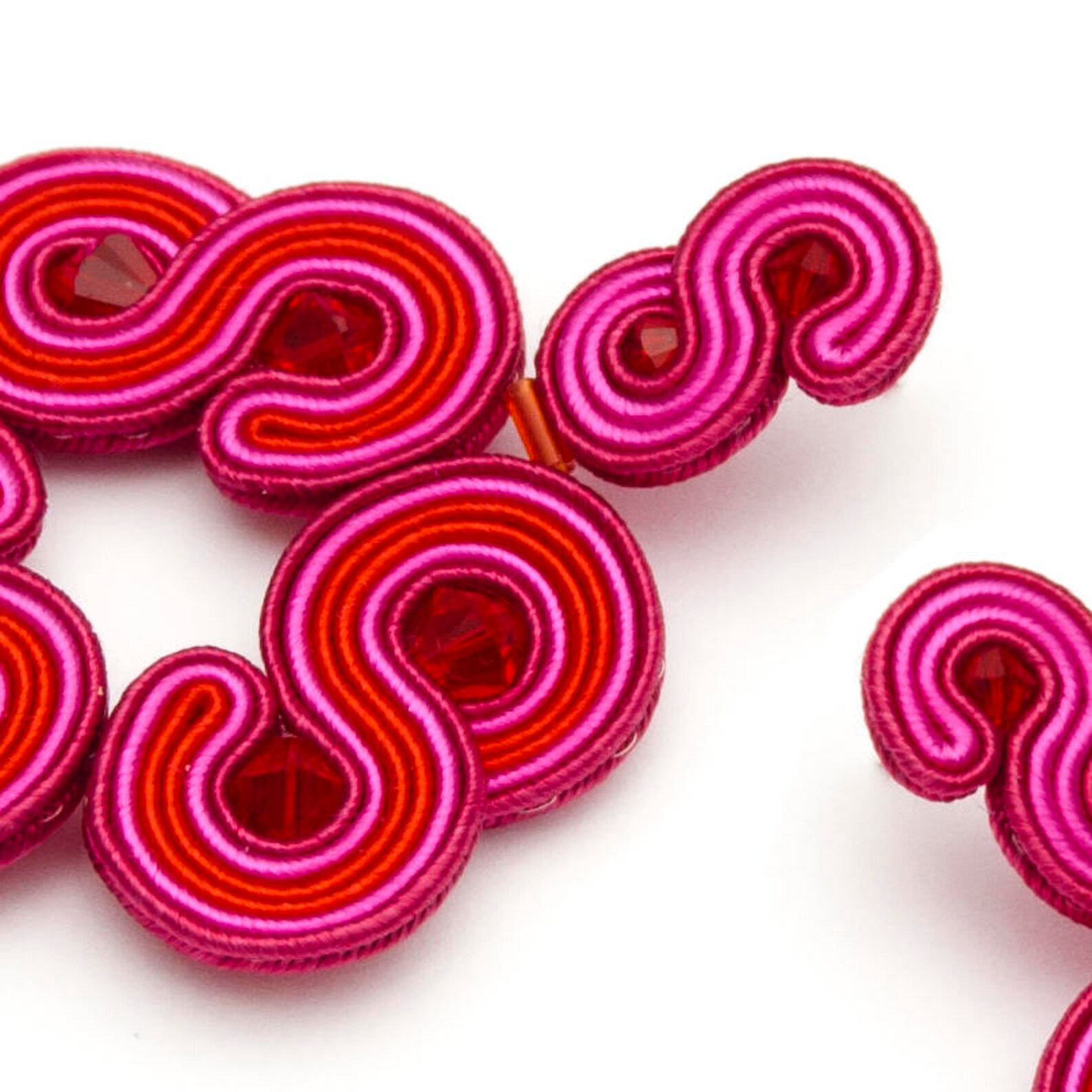 Pink Statement Earrings Soutache Jewelry by Manja - Etsy