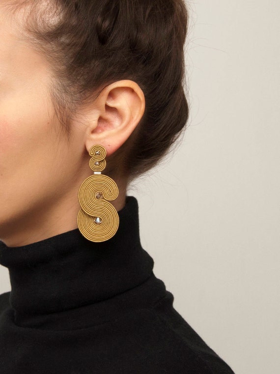 Modern Statement Earrings Extra Large Jewelry. Gold Fashion | Etsy
