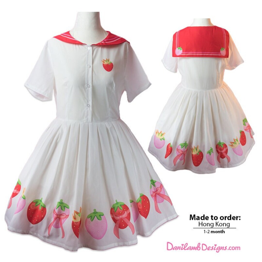 Strawberry Dress Kawaii Strawberry Dress Strawberry Print - Etsy