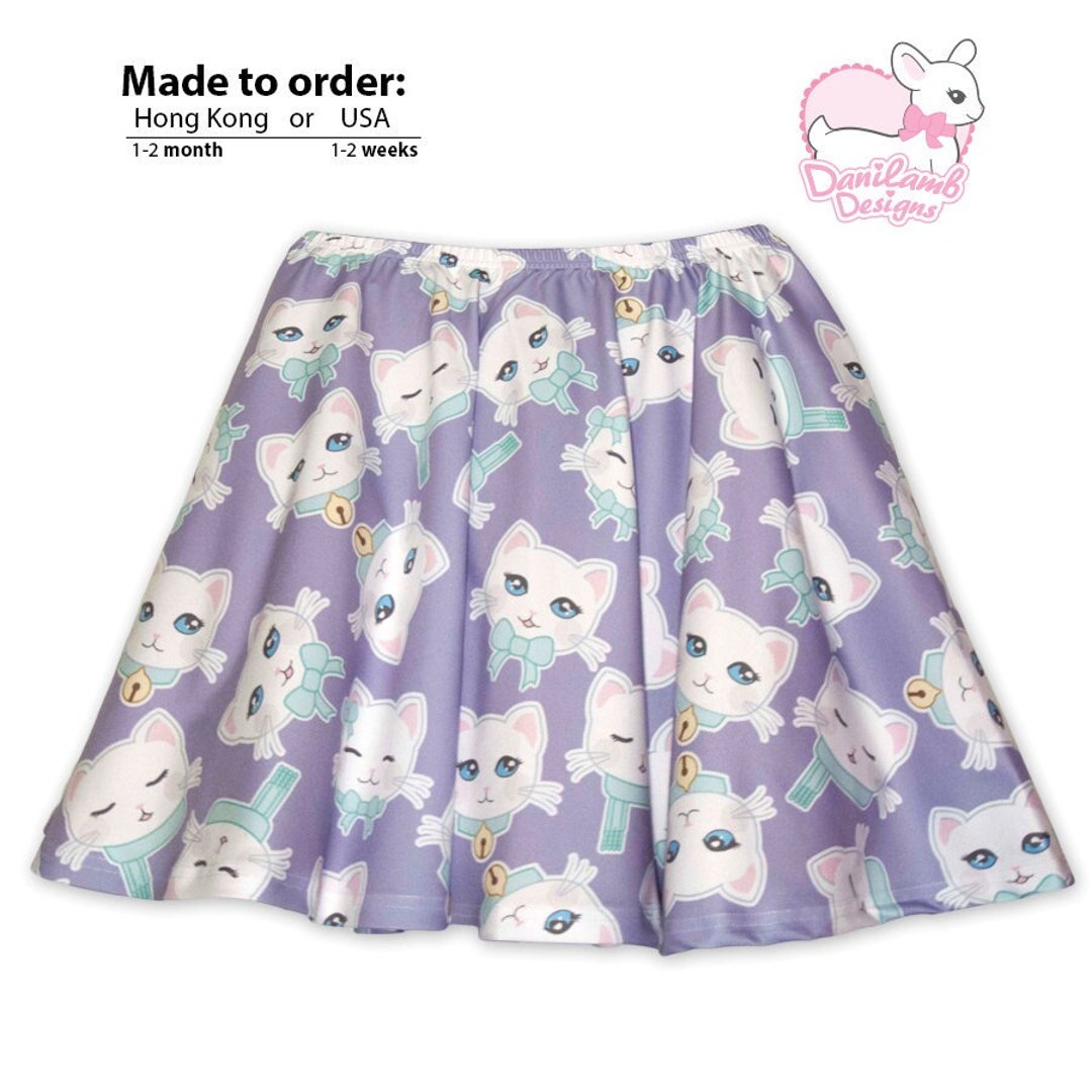 Kawaii Cat Skirt Cat Heads Shirt Fairy Kei Cat Skater Skirt - Etsy