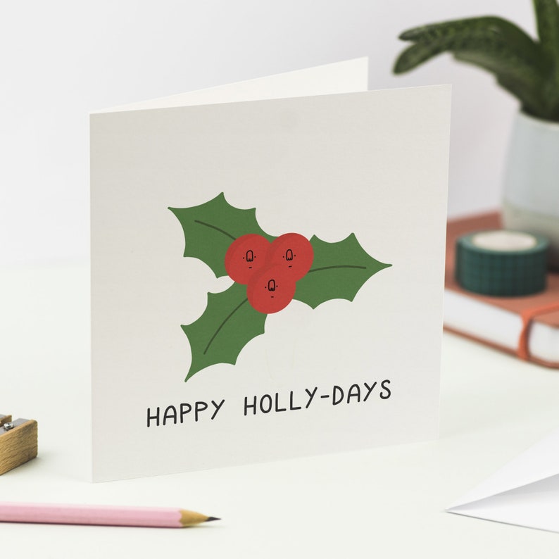 Happy Holly-days Funny Christmas Cards Seasonal Greeting - Etsy UK