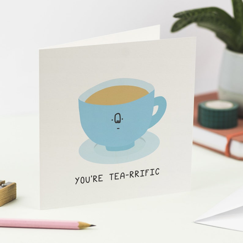 Tea-riffic Greeting Cards Funny Romantic Birthday Cards - Etsy