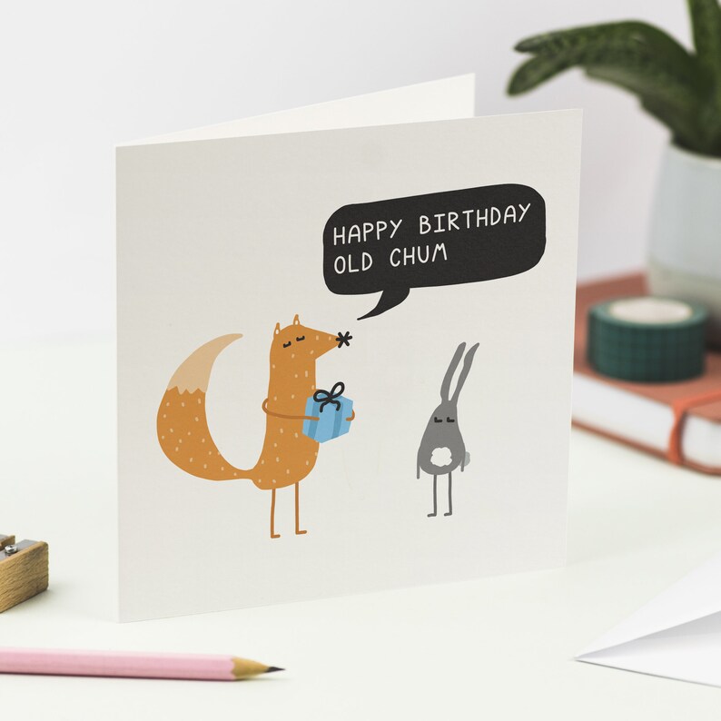 Happy Birthday Old Chum Greeting Cards Funny Birthday - Etsy Canada