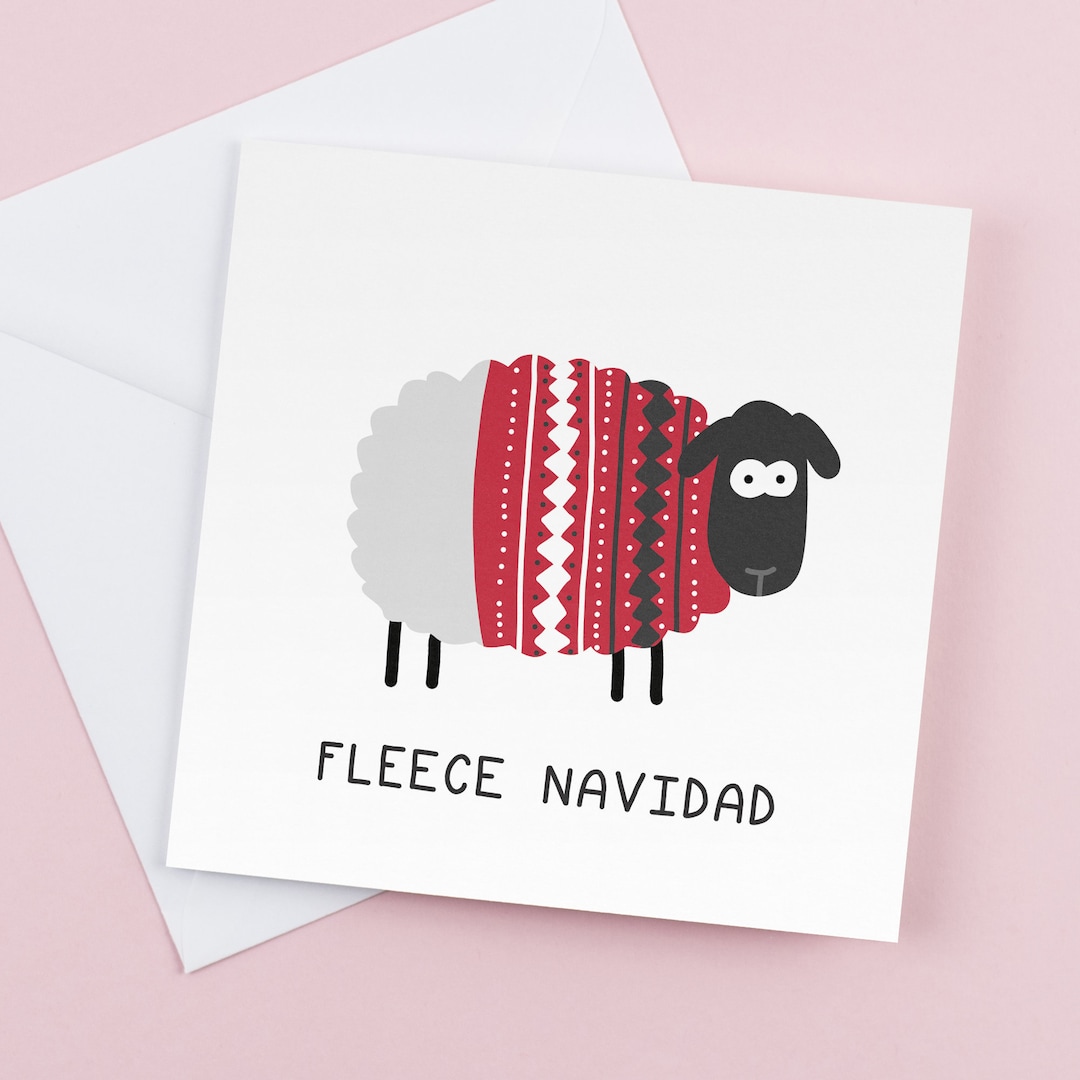 Fleece Navidad Christmas Card: Sheep in Sweater, Funny Holiday Greeting ...