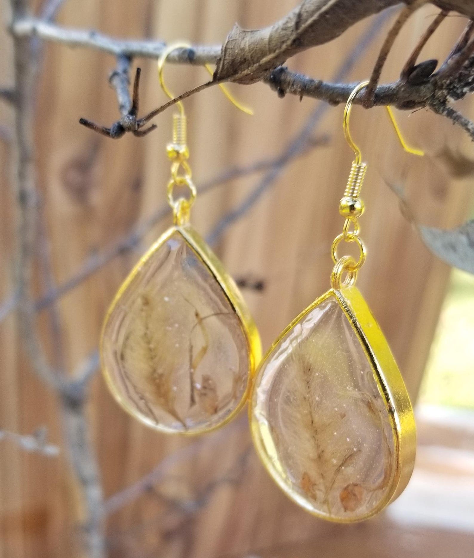 Dried Flower Resin Earrings - Mesalia - Etsy