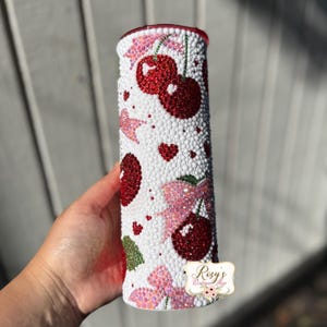 Cherry Pink Bow Coquette 20oz Bling Tumbler | Bedazzle 20oz Tumblers ...