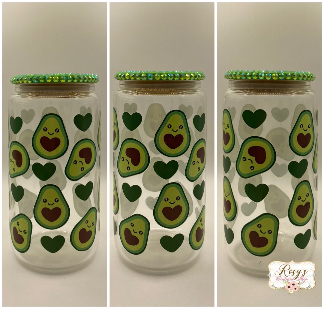 Avocado Uv-dtf Wrap 16oz Glass Cup Avocados Glass Cup Gifts for Her ...