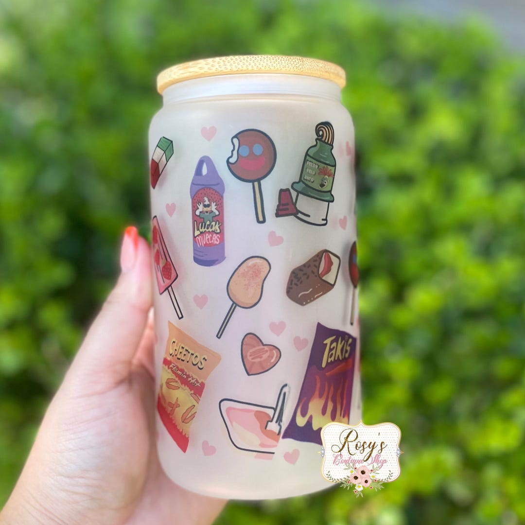 Mexican Candy Snacks 16oz Glass Cup | Coffee Lovers Gifts | Candy 16oz ...