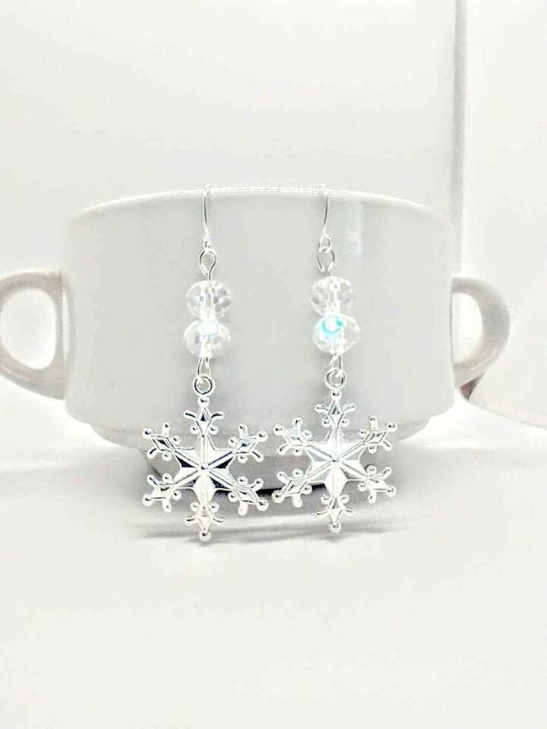 Snowflake Dangle Earrings, Frozen Movie Jewelry, Blizzard Inspired ...