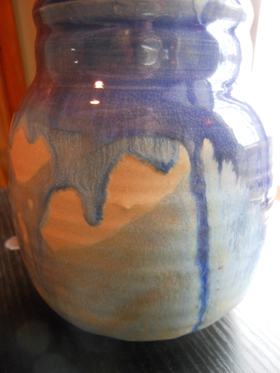Navy Blue Pottery With Blue/gray Drip Pattern - Etsy