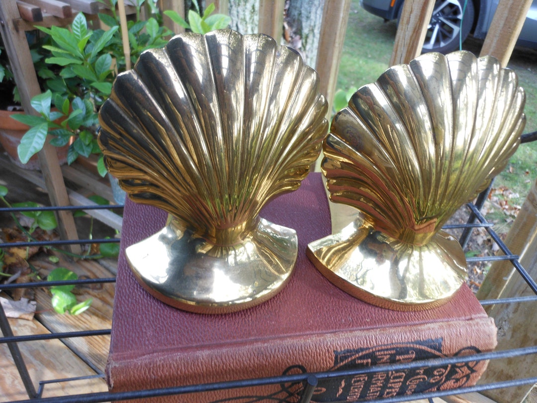 Heavy Brass Sea Shell Book Ends - Etsy