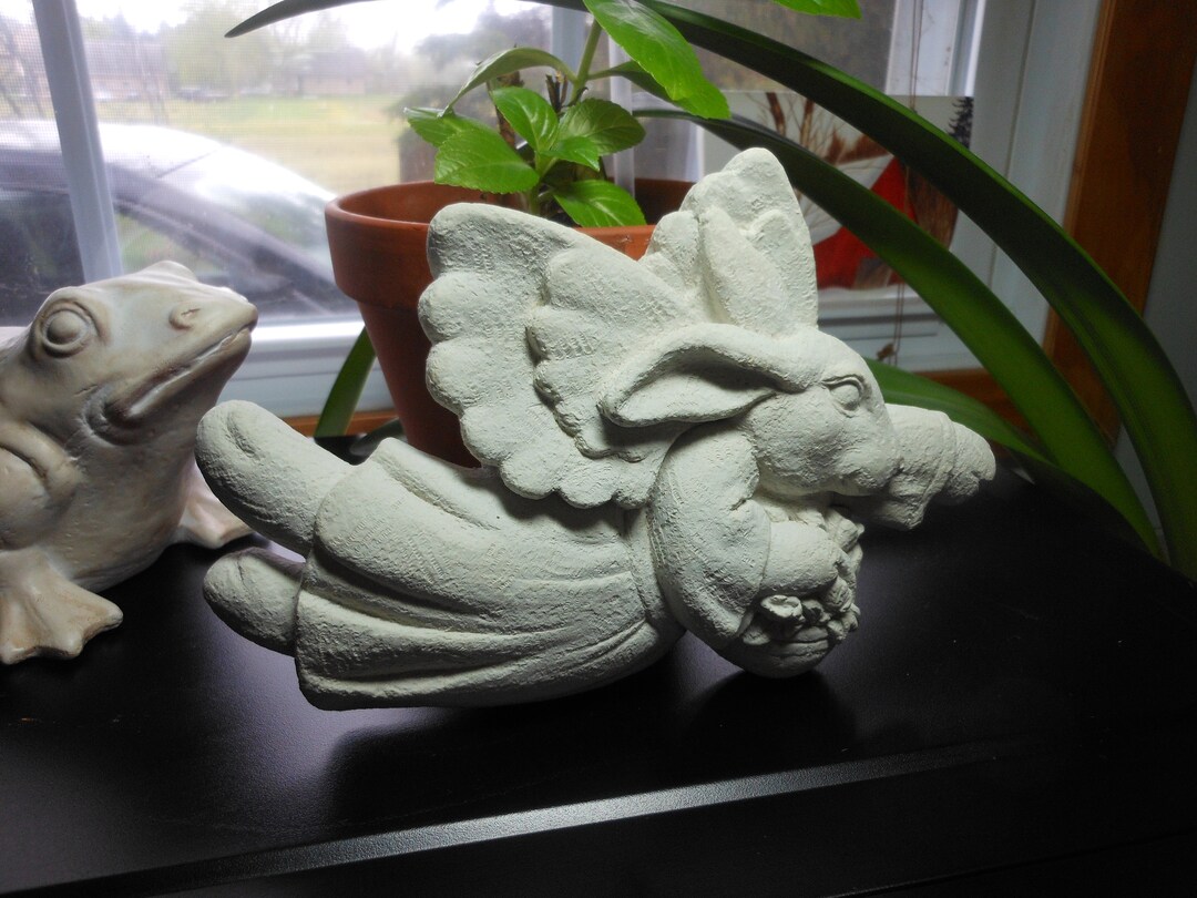 1996 Carruth Pottery Spring Bunny Angel, Stone Art - Etsy