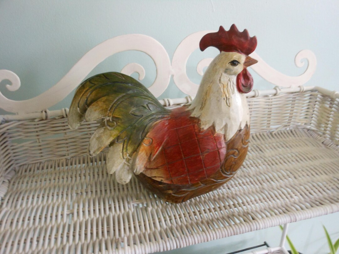 Wooden Carved Rooster Figure - Etsy