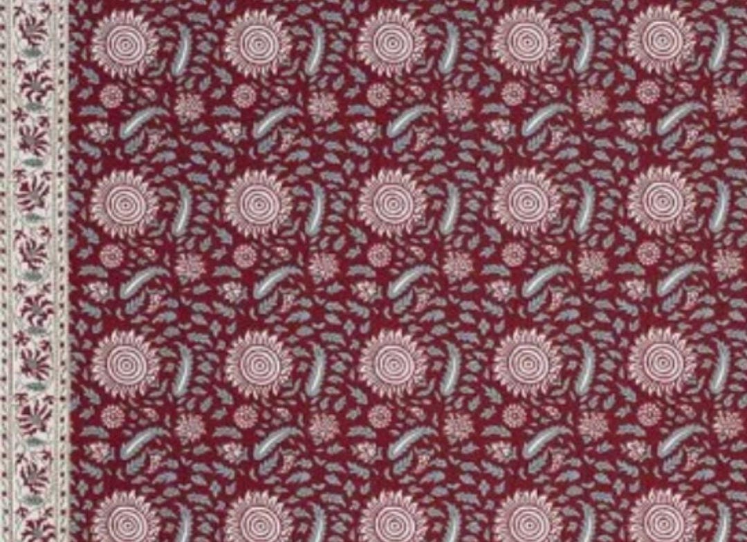 Pierre Frey Pillow Cover, SEMI KALAMKAR in Alizarine Merlot Wine Floral ...