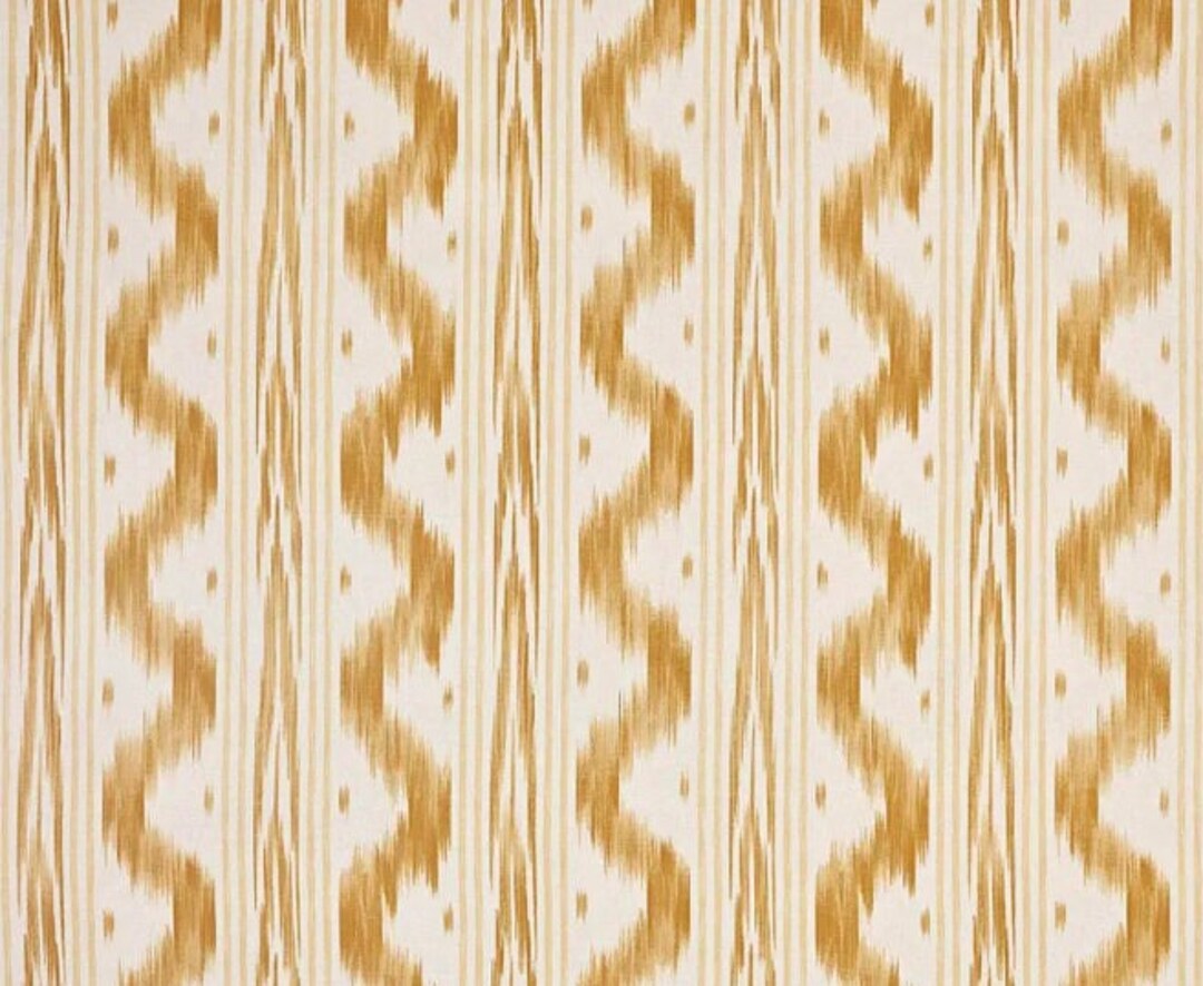 Pierre Frey Toile De Nantes Gold and off White Scroll Stripe Ikat ...