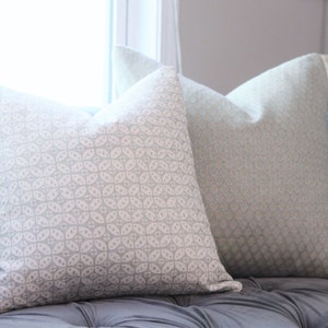 Fermoie Gray and off White Pillow Cover Silver Grey Printed Geometric ...