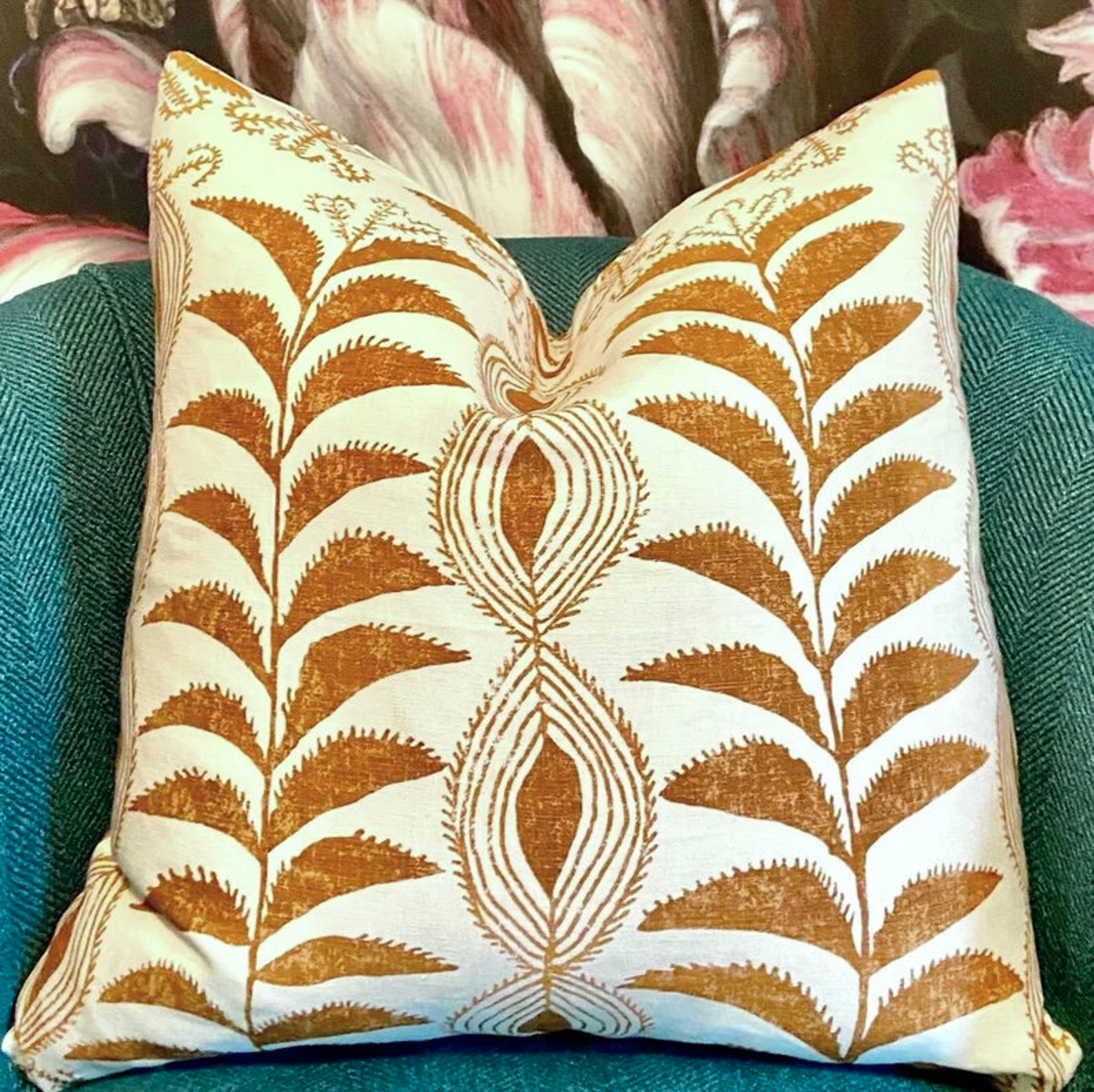 Zanzibar, Tobacco, Penny Morrison Pillow Cover, Ivory and Rust - Etsy