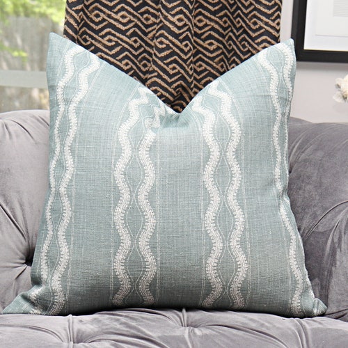 Peter Dunham Zanzibar in Ocean Geometric Stripe Linen - Etsy