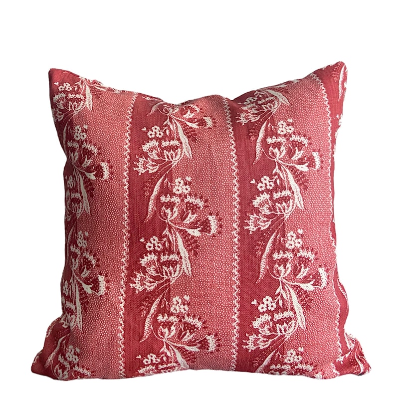 Red Floral Pillow - Etsy