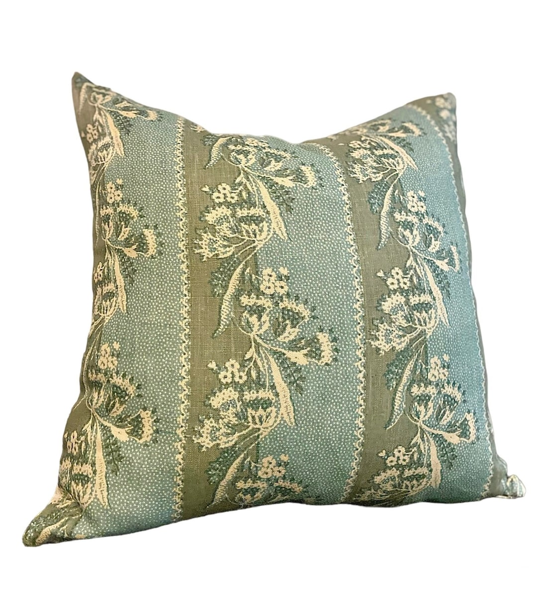 Michael Smith, Gretta Teal Floral Stripe Vintage Inspired Pillow Cover ...