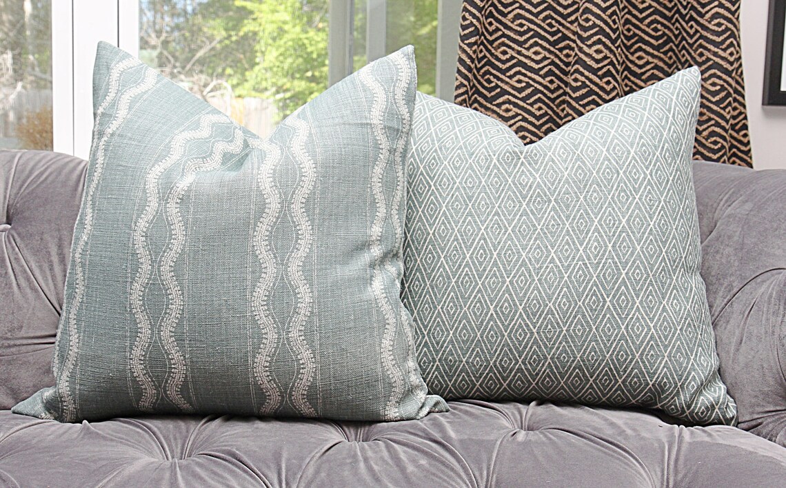 Peter Dunham Zanzibar in Ocean Geometric Stripe Linen - Etsy