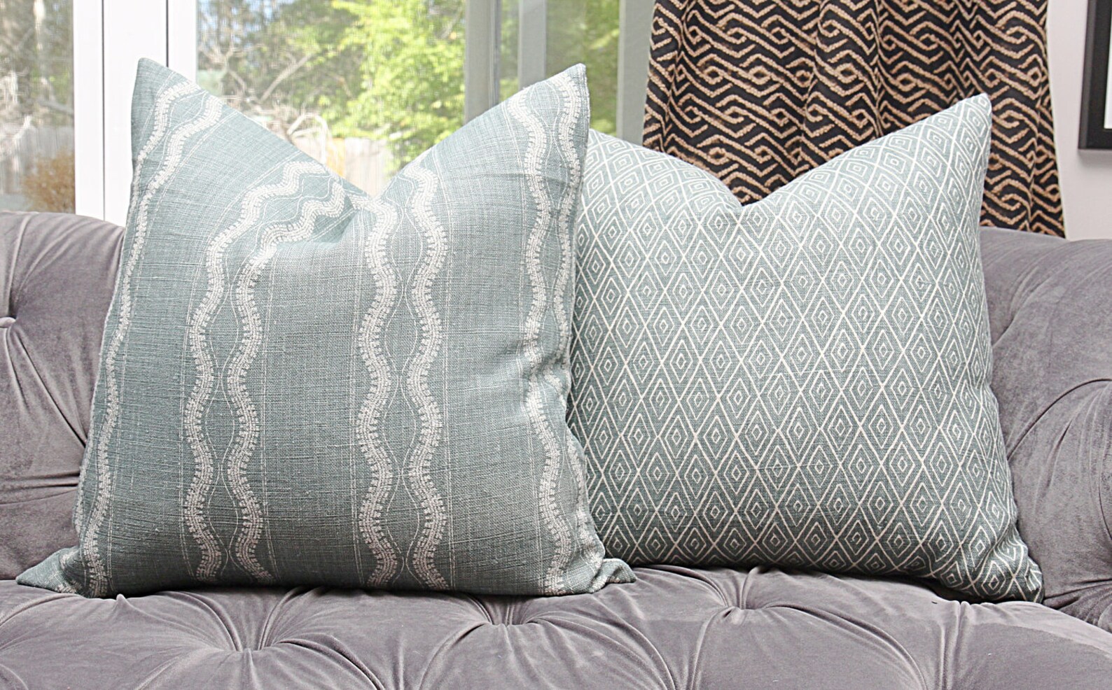 Peter Dunham Zanzibar in Ocean Geometric Stripe Linen - Etsy