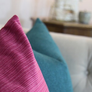 Dark Pink Pillow Raspberry Pink Striped Velvet Pillow Cover Magenta ...