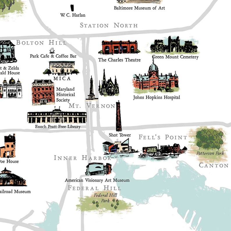 Baltimore, Maryland Map Feat. Charles Village, Hampden, Woodberry ...