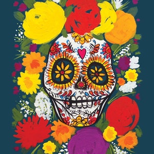 Colorful Day of the Dead Skull - Etsy