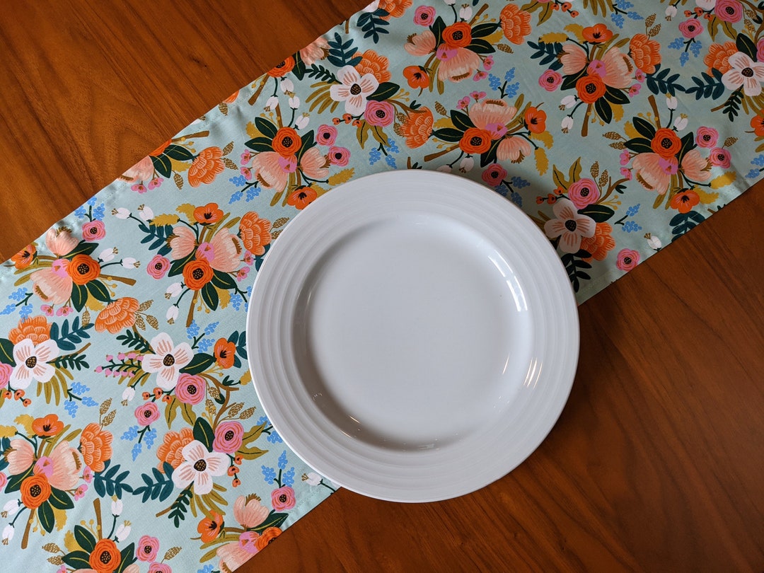 Rifle Paper Co. Floral Table Runner: Lively Mint Amalfi Cotton + Steel ...