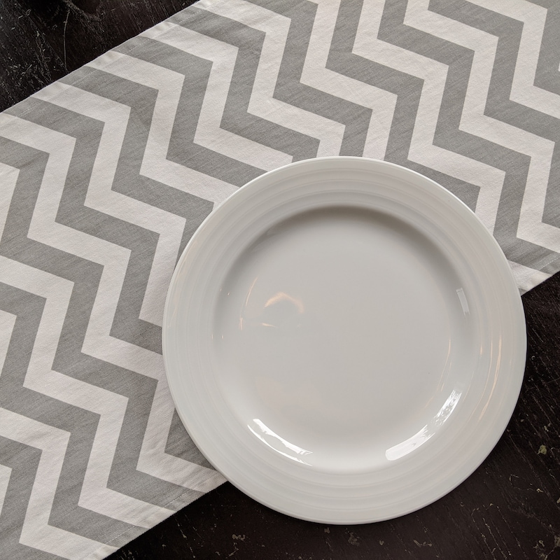 Gray Chevron Table Runner - Etsy