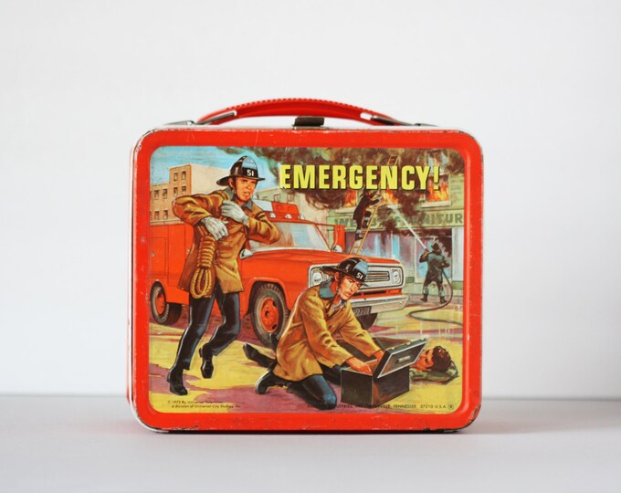 Emergency Metal Lunch Box - Red Orange Collectible TV Memorabilia, Gift ...