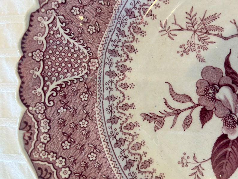 Antique English Transferware Purple Plate “asiatic Plants” Pattern - Etsy