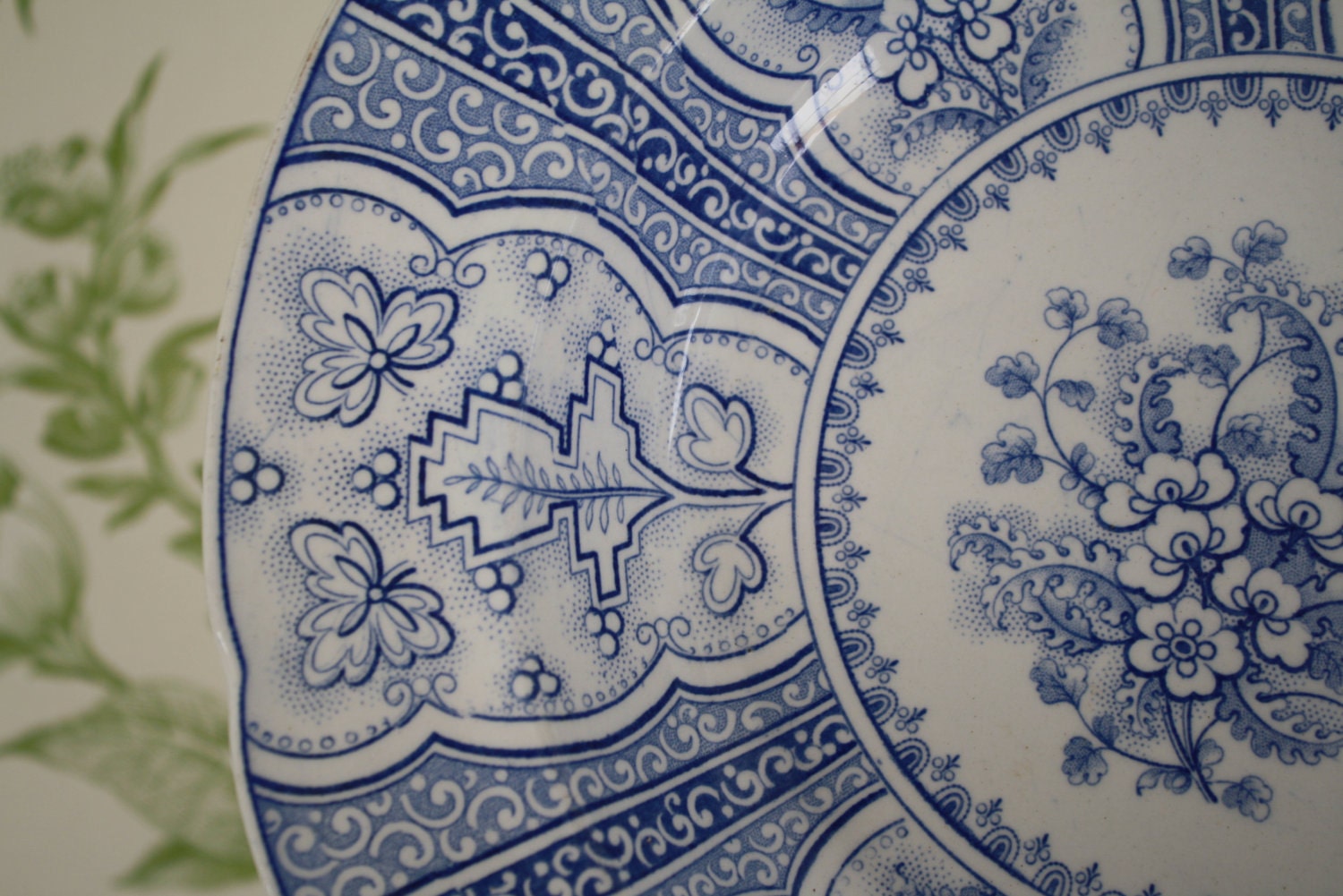 Antique English water Lilly Stone China Plate Blue and White by John ...