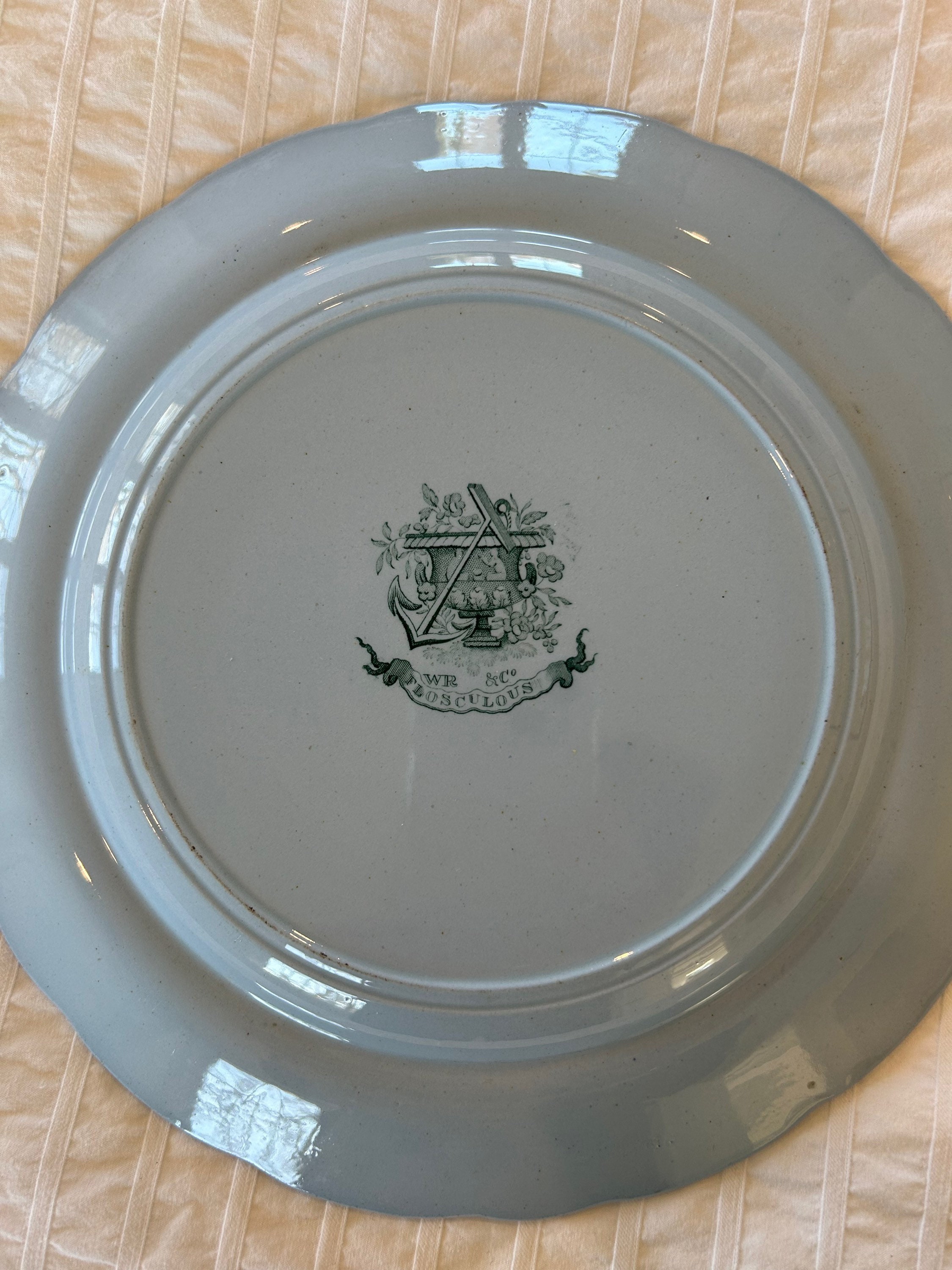 Green "flosculous" English Transferware Plate William Ridgway & Co. - Etsy