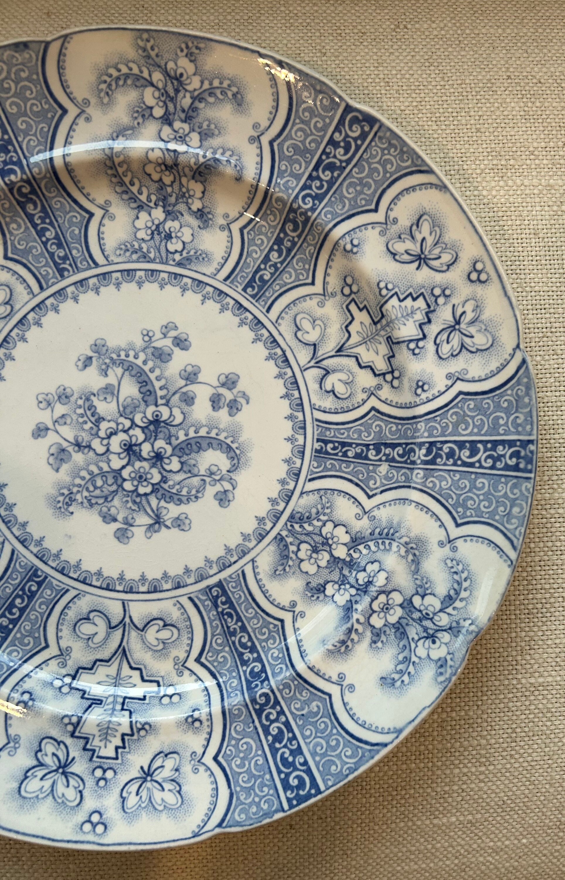 Antique English "water Lilly" Stone China Plate Blue and White by John ...