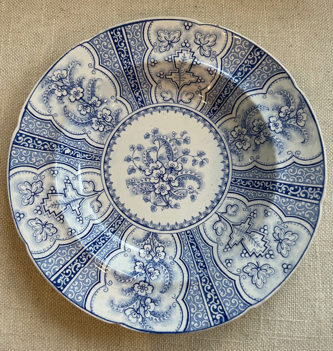 Antique English "water Lilly" Stone China Plate Blue and White by John ...