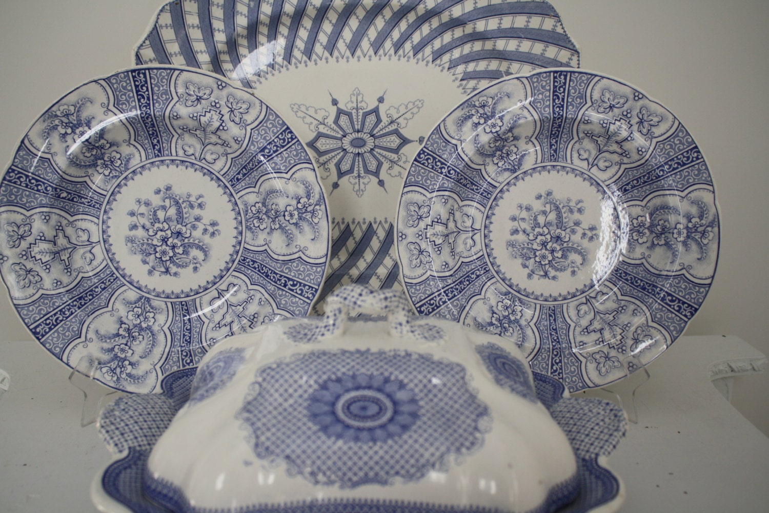 Antique English water Lilly Stone China Plate Blue and White by John ...