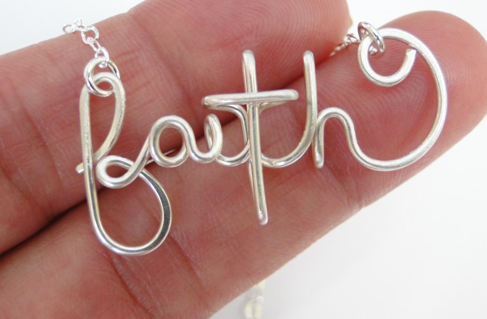 FAITH Necklace Silver Faith Cross Necklace Christian - Etsy