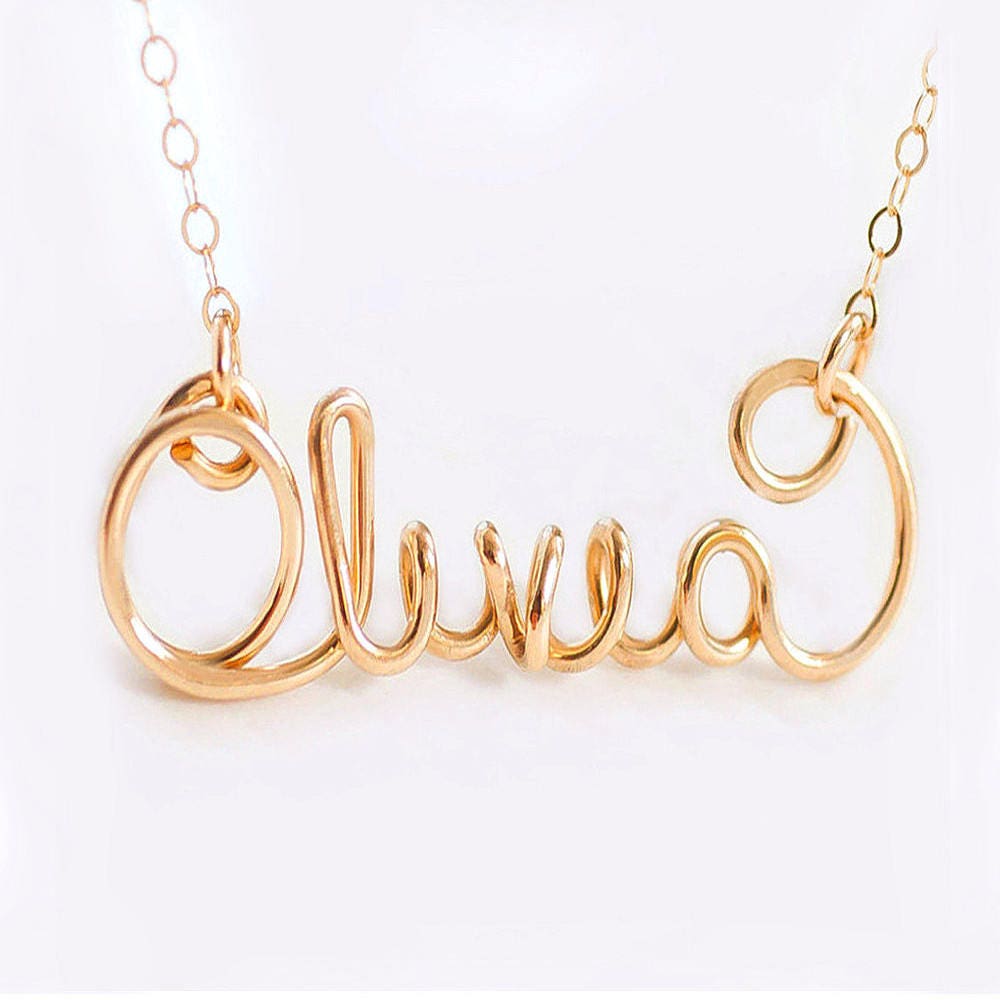 Personalized Name Gold Name Necklace Custom Name Personalized Wire